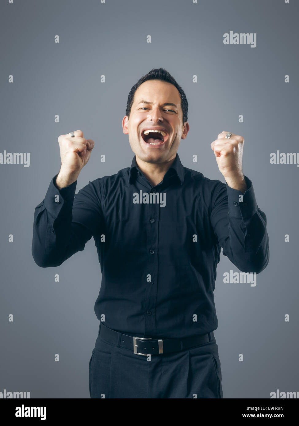 man winner pose Stock Photo - Alamy