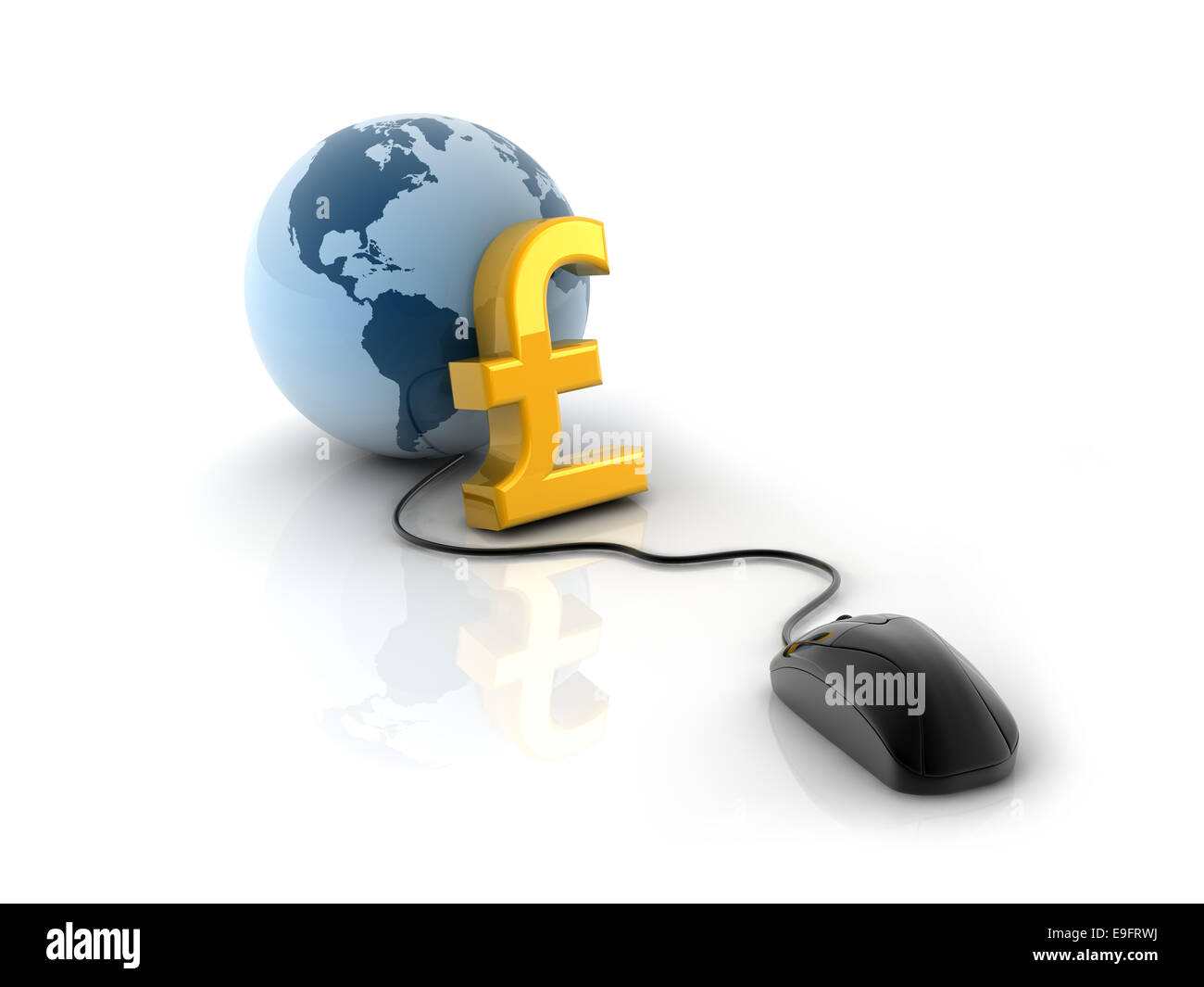 earth sphere and ￡ symbol with computer mouse.Elements of this image ...