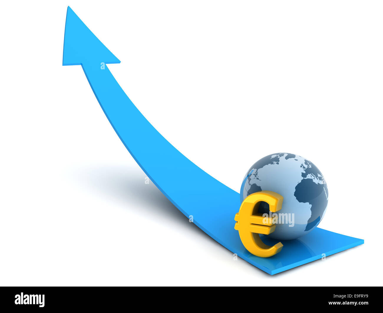 earth sphere and € symbol on blue arrow shape,Elements of this image ...