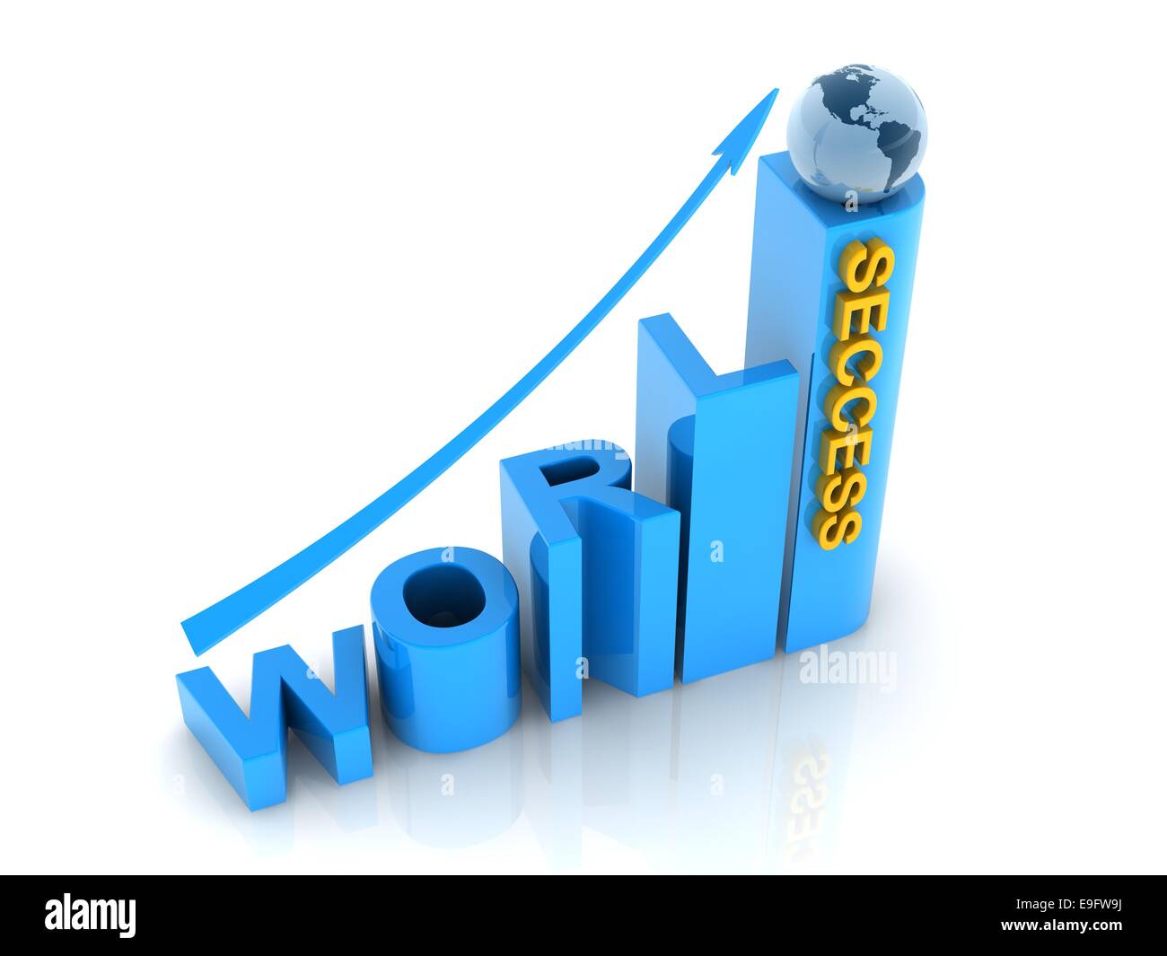 earth sphere and text "SUCCESS" on 3d text "WORLD".Elements of this ...