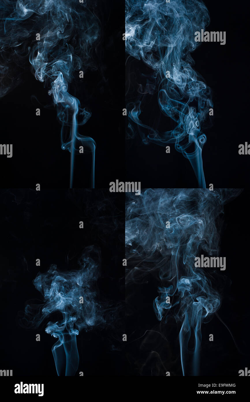 Collage, abstract smoke on a black background Stock Photo - Alamy