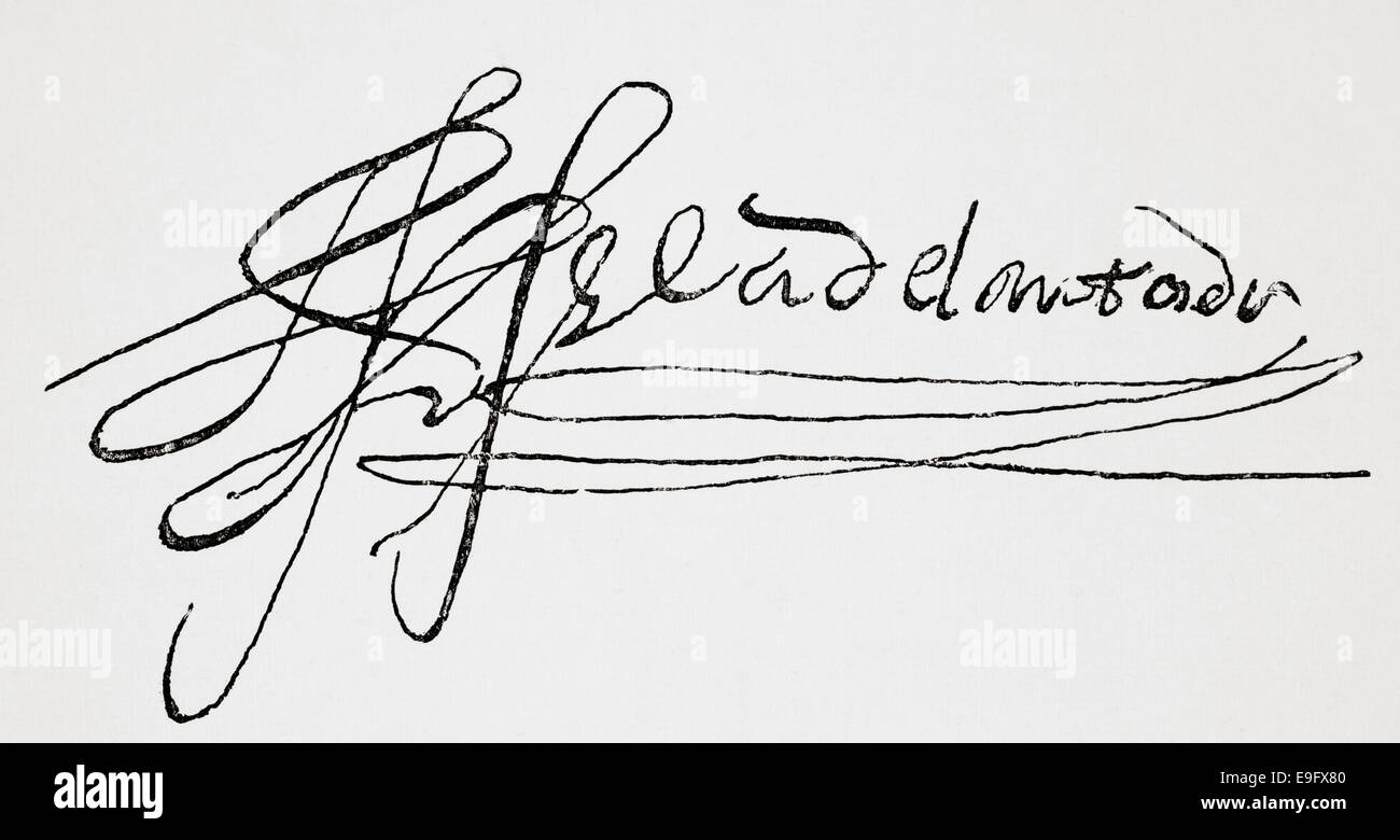 Signature of Gonzalo Jiménez de Quesada, 1506 – 1579. Spanish explorer ...