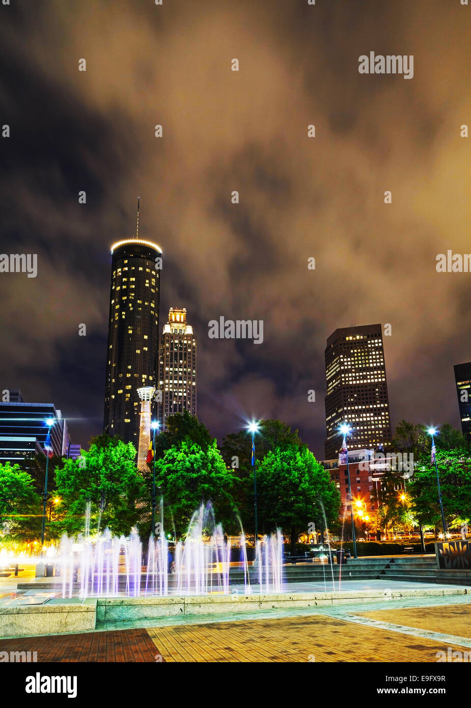 Downtown Atlanta at night time Stock Photo - Alamy