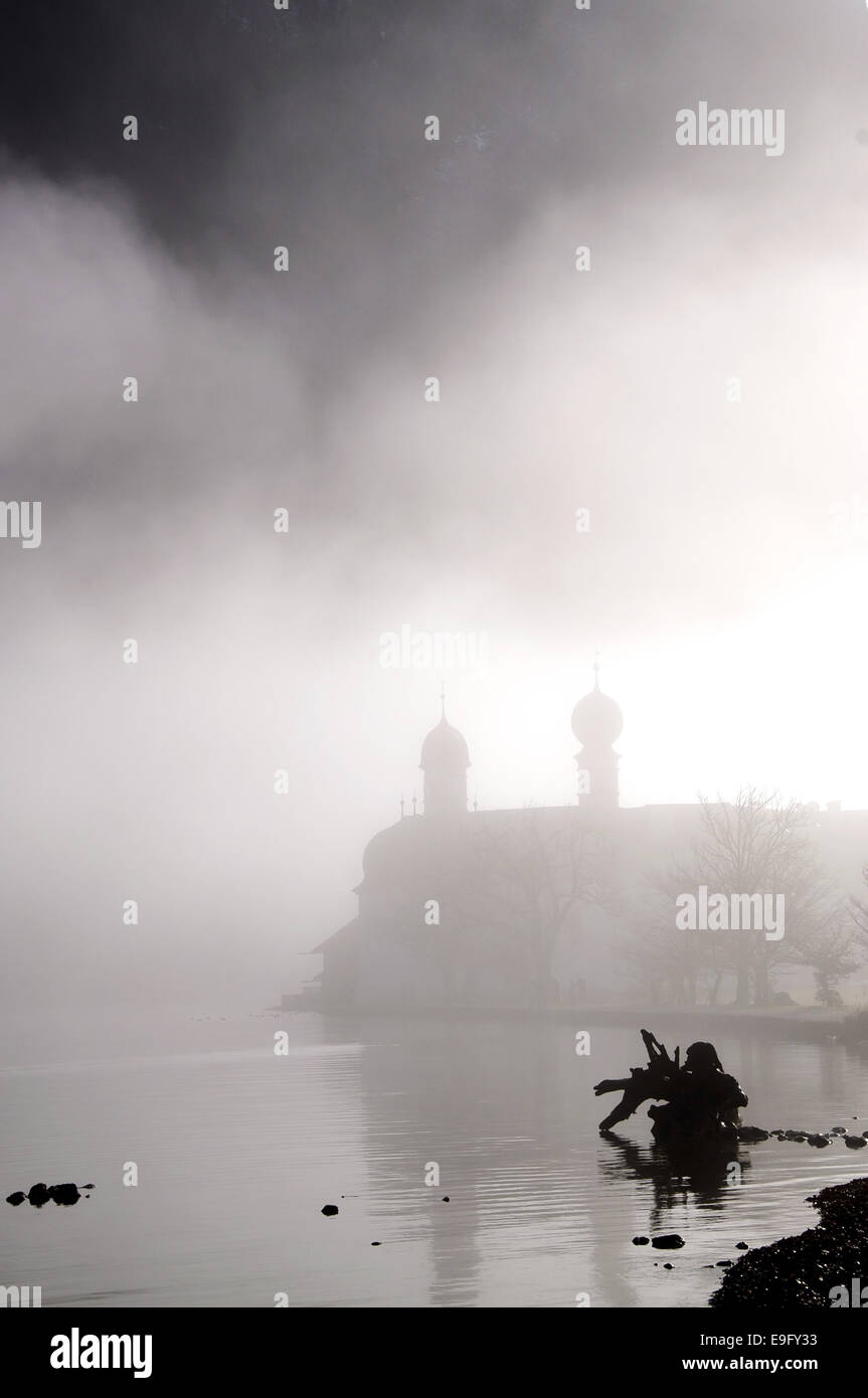 Lonely Church in the Mist Stock Photo - Alamy