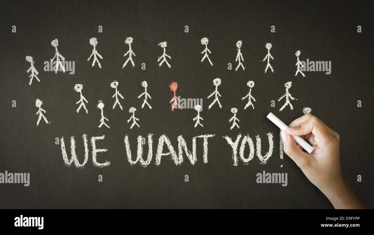 We want you chalk drawing Stock Photo - Alamy