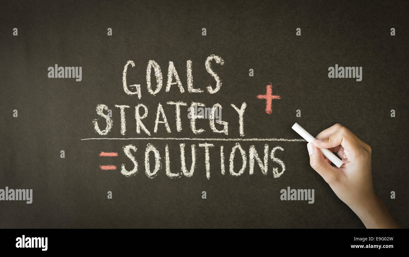 Goals, Strategy, Solutions chalk drawing Stock Photo - Alamy