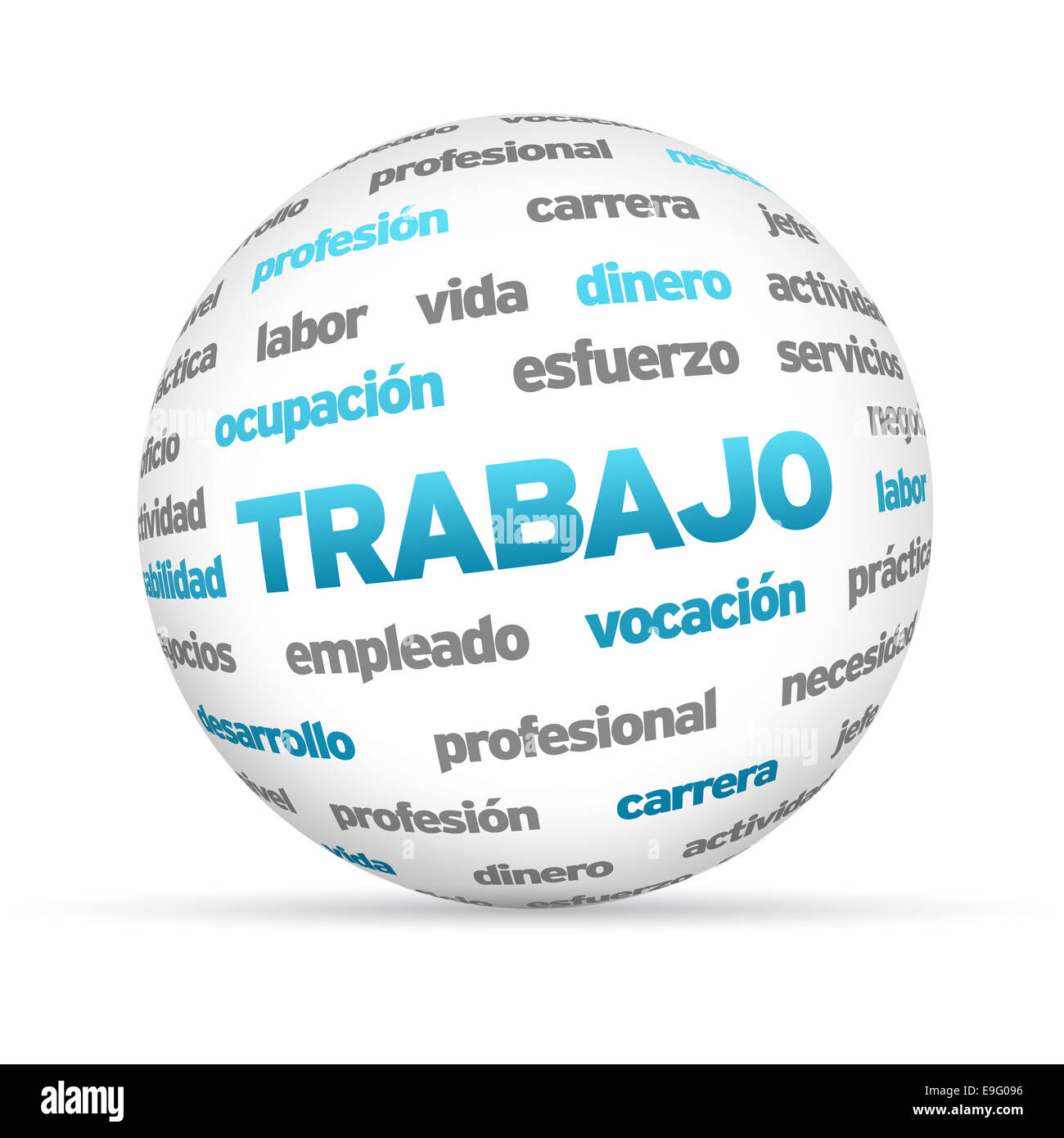 3d Work Word Sphere (In Spanish Stock Photo - Alamy
