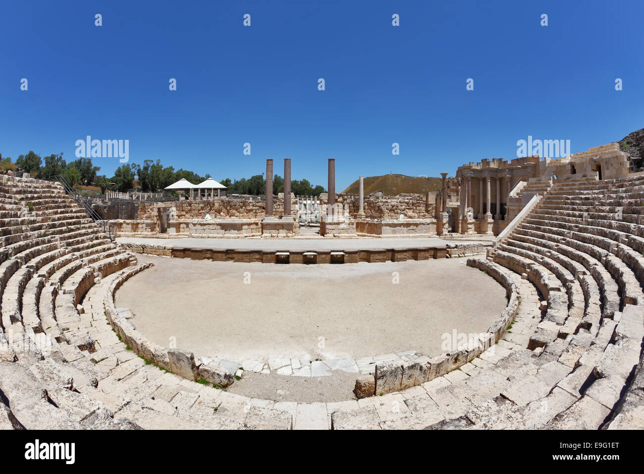 The stone stage in the Roman amphitheater Stock Photo - Alamy