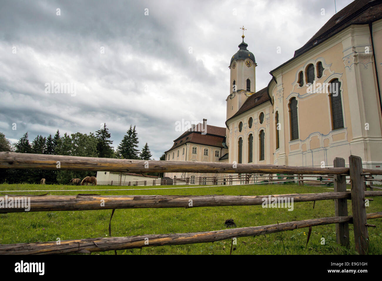 Horizontal image of Pilgrimage Church of Wies, ( Wieskirche) with ...