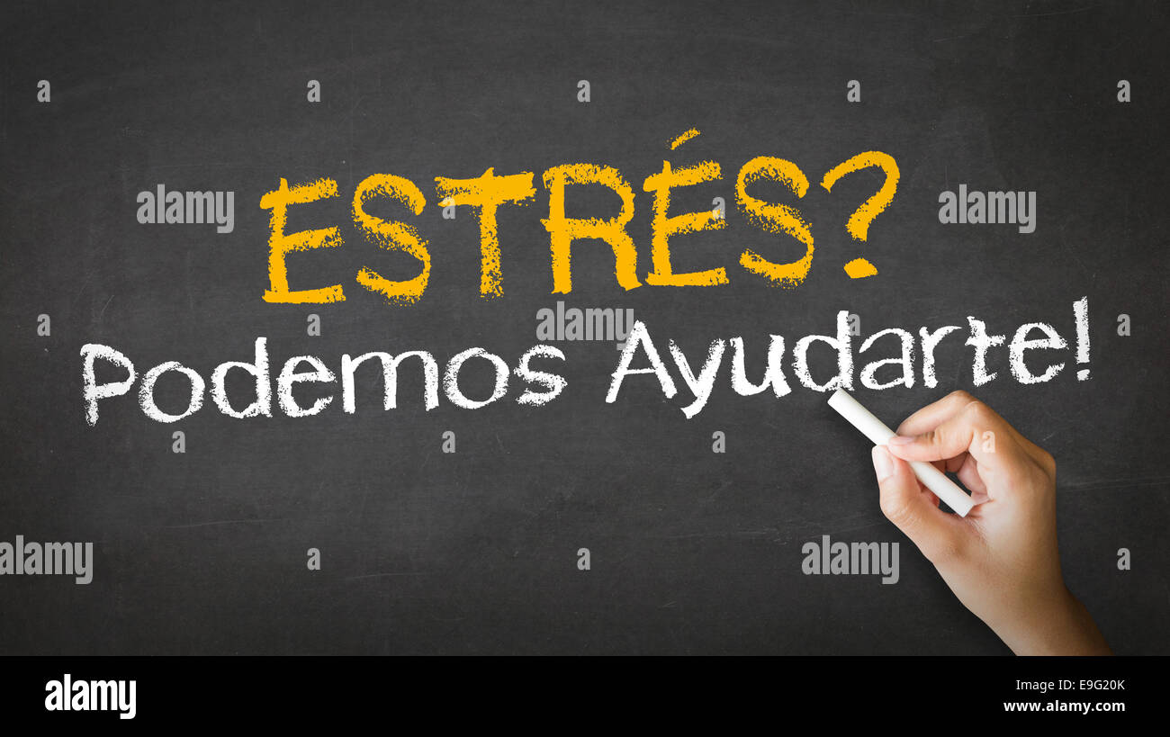 Stress we can help (In Spanish Stock Photo - Alamy