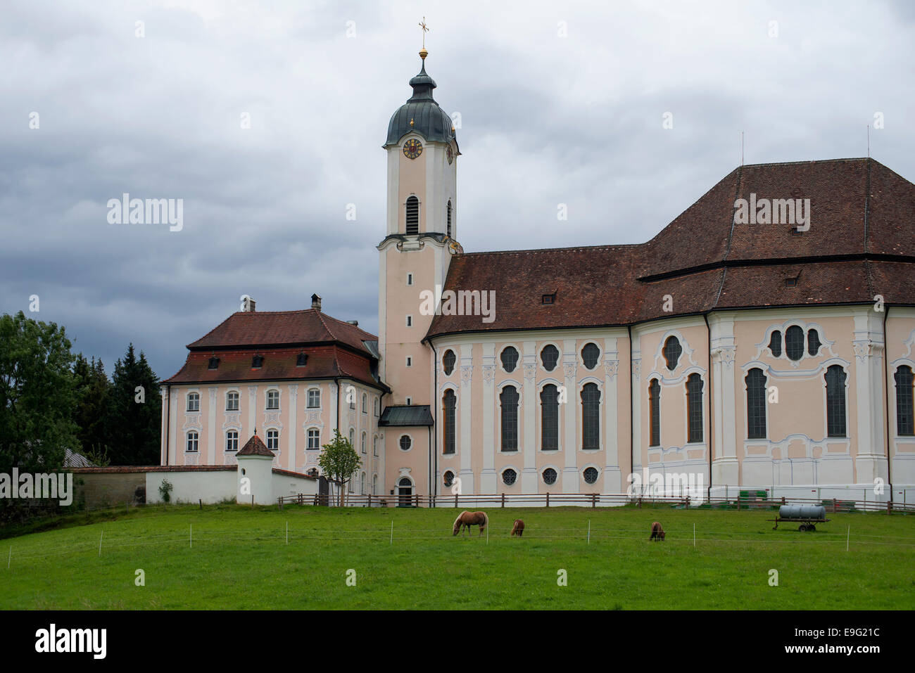 The Pilgrimage Church of Wies, ( Wieskirche) , foothills of the Alps ...