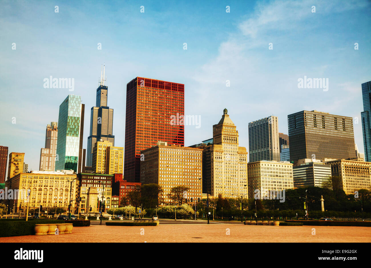 Downtown Chicago, IL in the morning Stock Photo - Alamy