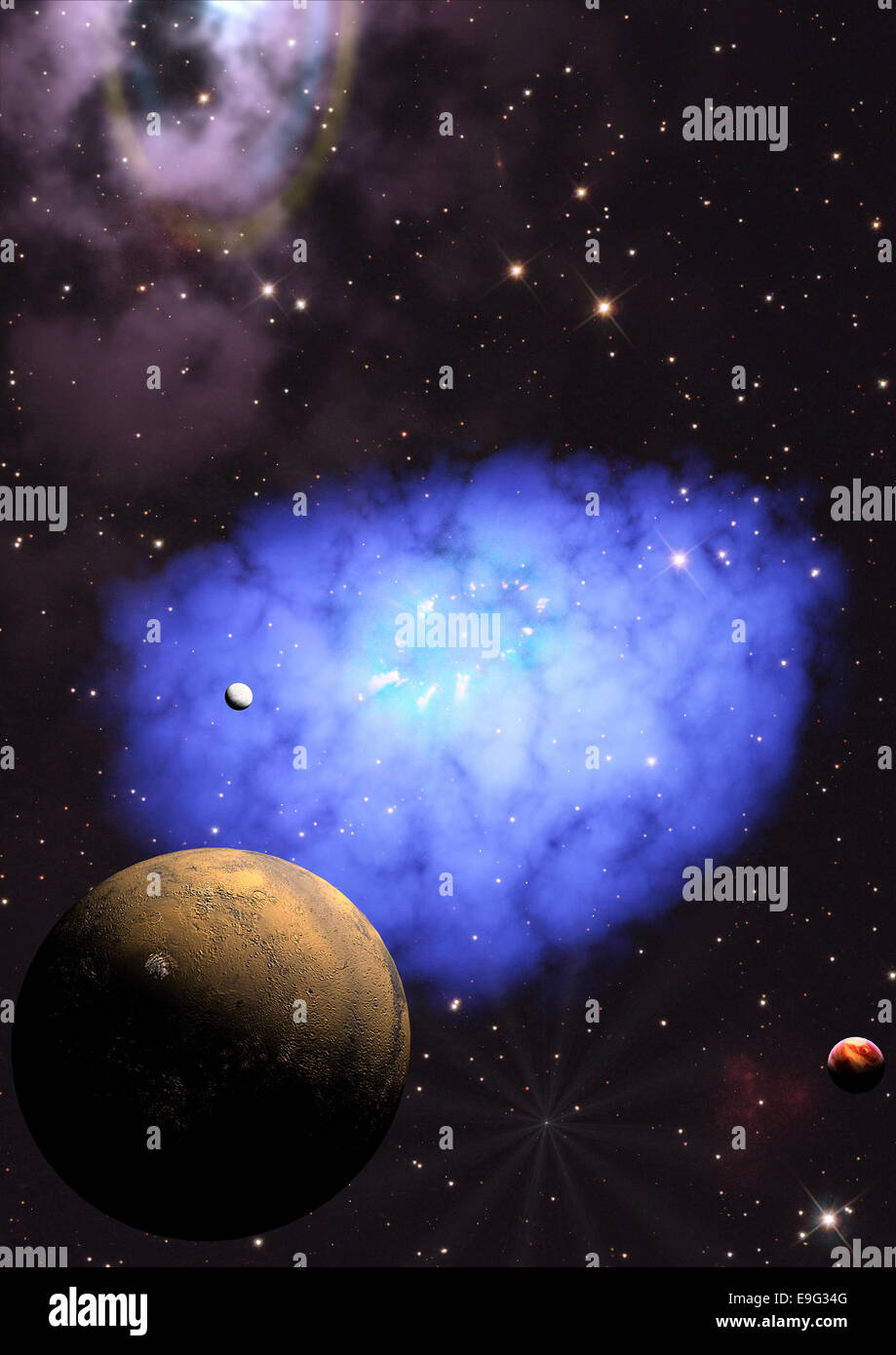 Far-out planets in a space Stock Photo - Alamy