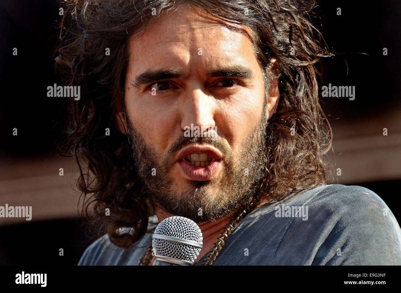 Russell Brand, comedian, speaking at The People's Assembly ...