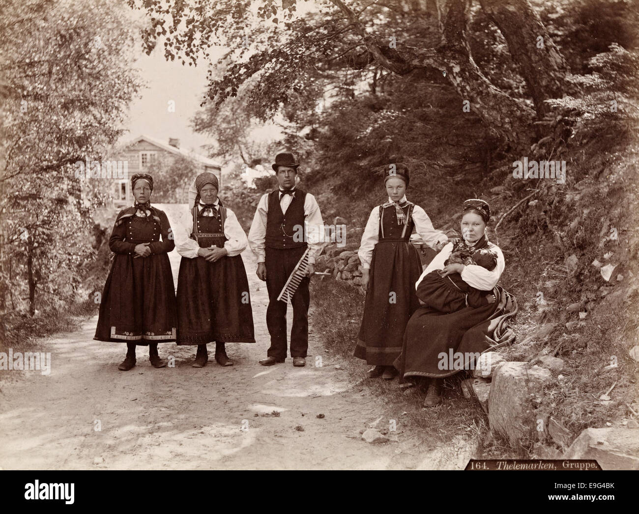 A photograph from Telemark, Norway, depicting a group of people in ...