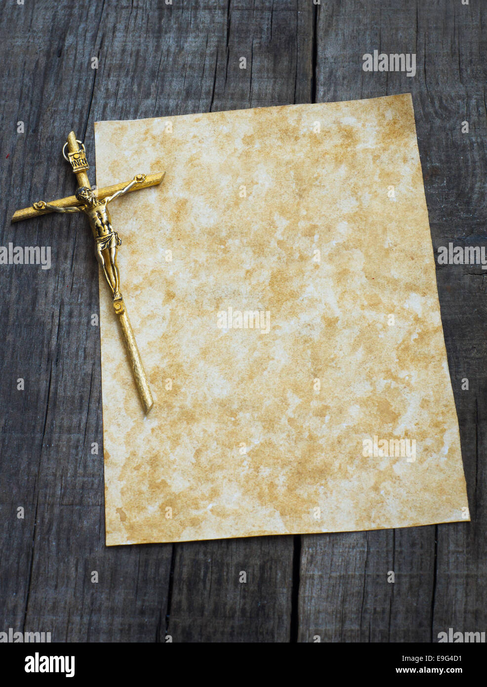 Paper With Crucifix Stock Photo - Alamy