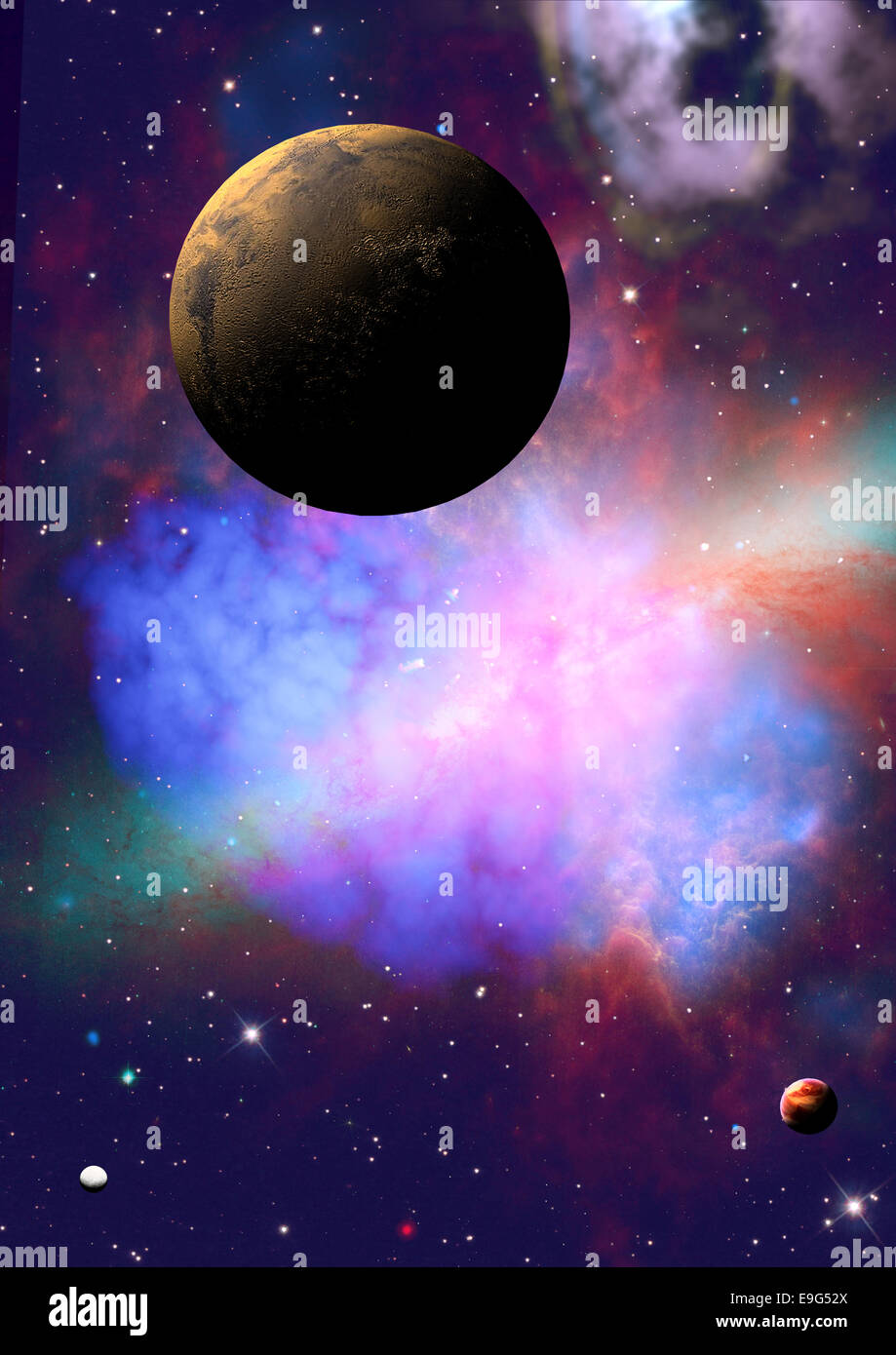 Far-out planets in a space Stock Photo - Alamy