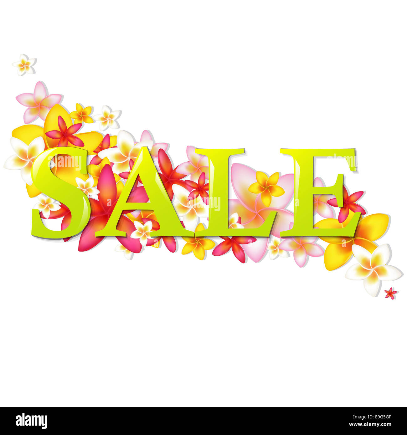 Sale Poster With Flowers Stock Photo - Alamy