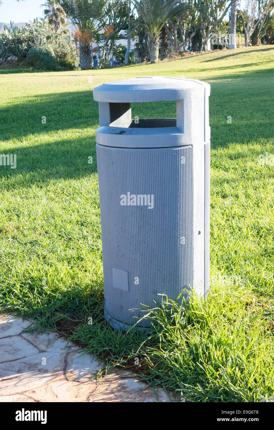 Outdoor gray empty garbage can Stock Photo - Alamy