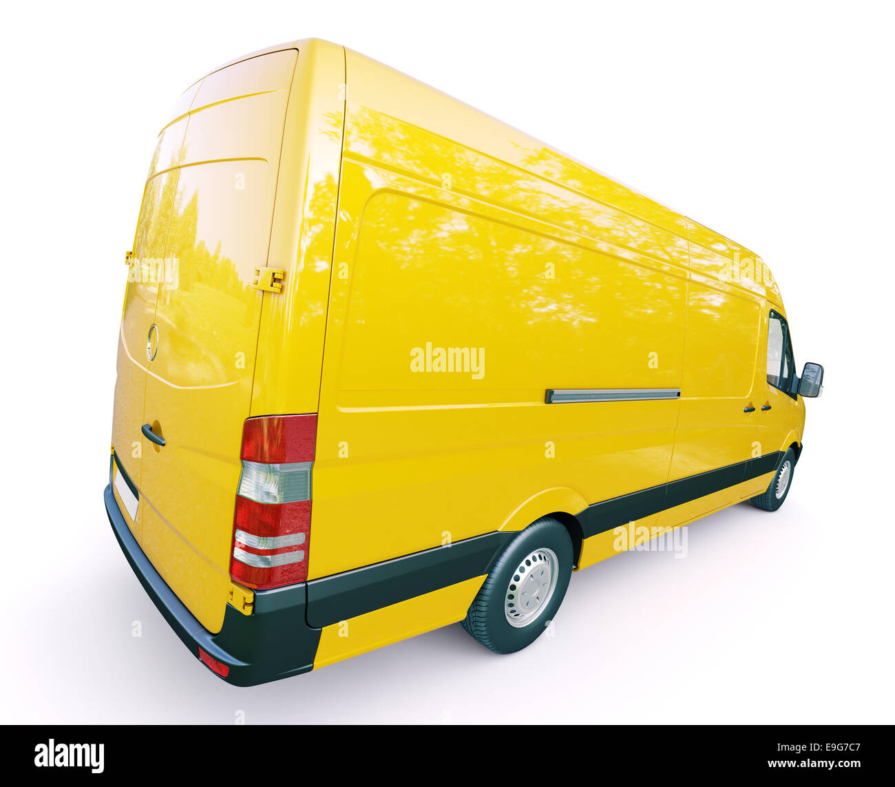 Van delivery panel truck yellow Cut Out Stock Images & Pictures - Alamy