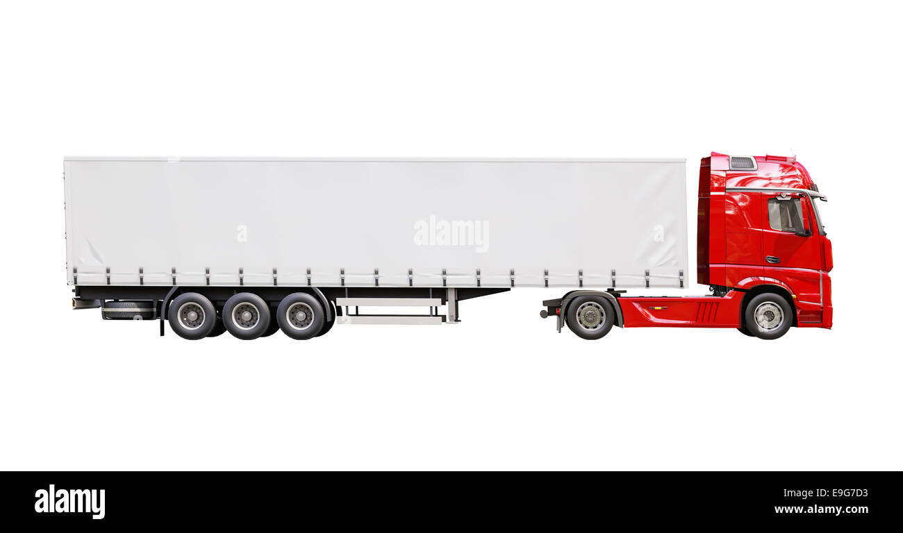 Semi-trailer truck isolated Stock Photo - Alamy