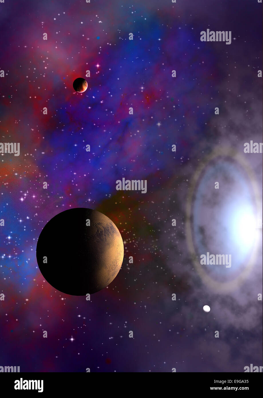 Far-out planets in a space Stock Photo - Alamy