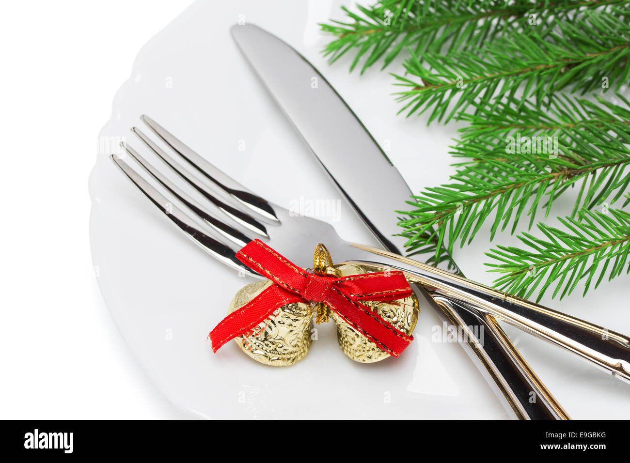 Christmas plate on a white background closeup, isolated Stock Photo - Alamy
