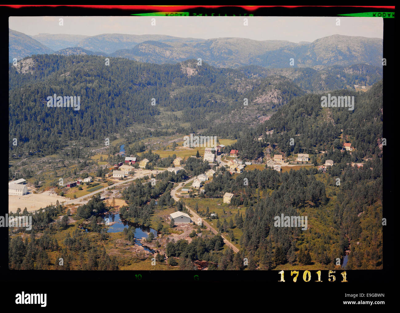 Another aerial photograph of Kvinesdal municipality, capturing the town ...