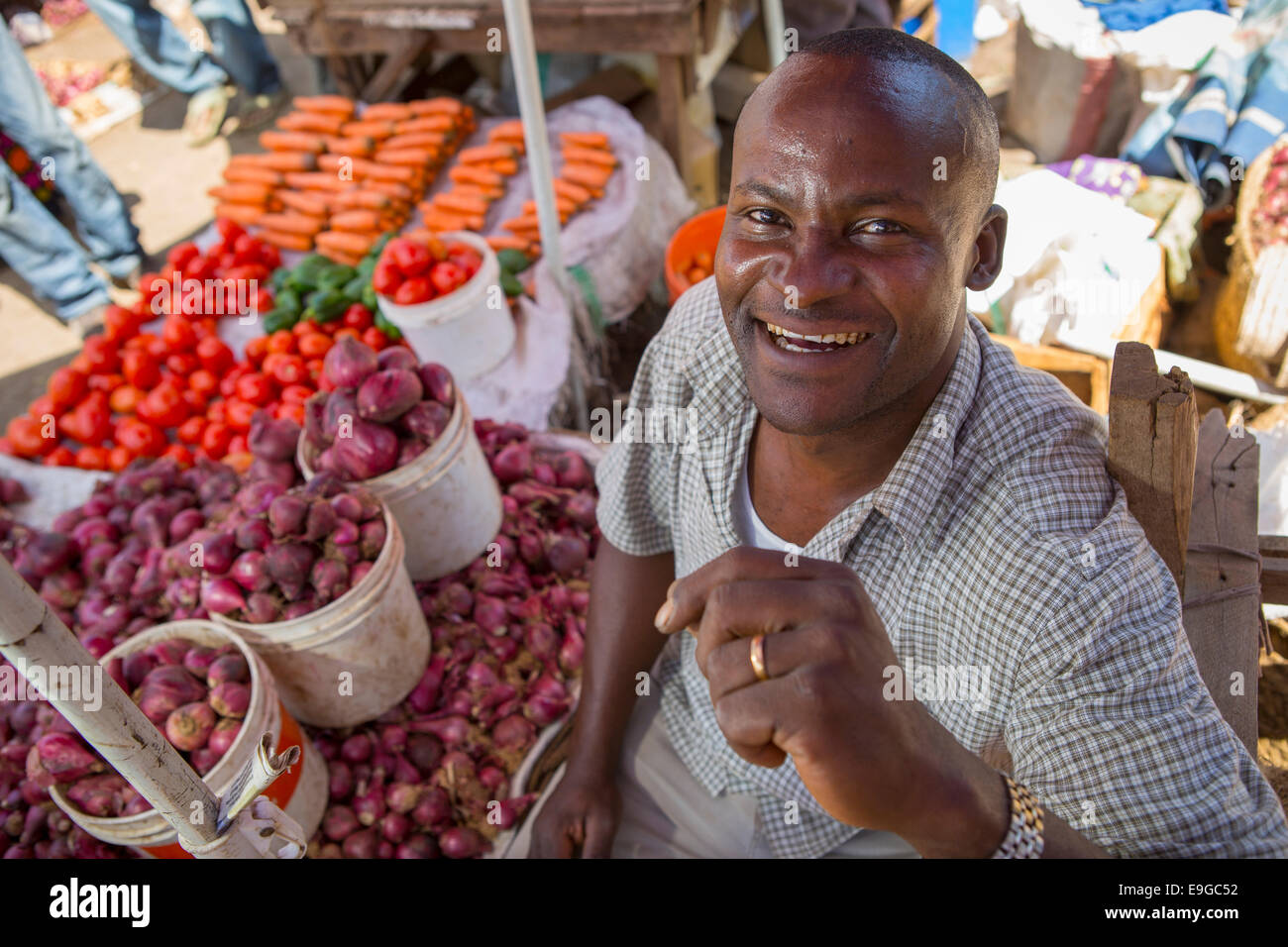 Vegetable market vendor in Moshi, Tanzania, East Africa Stock Photo - Alamy