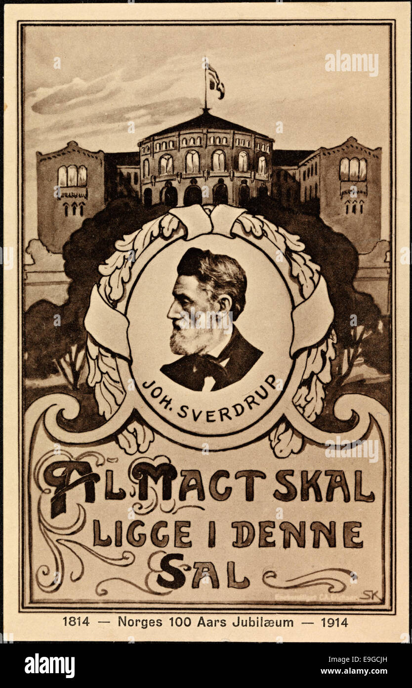 A vintage postcard commemorating the 100th anniversary of Norway's ...