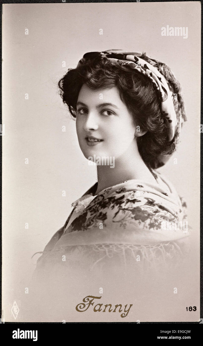 A vintage postcard featuring Fanny, an iconic fashion figure, published ...