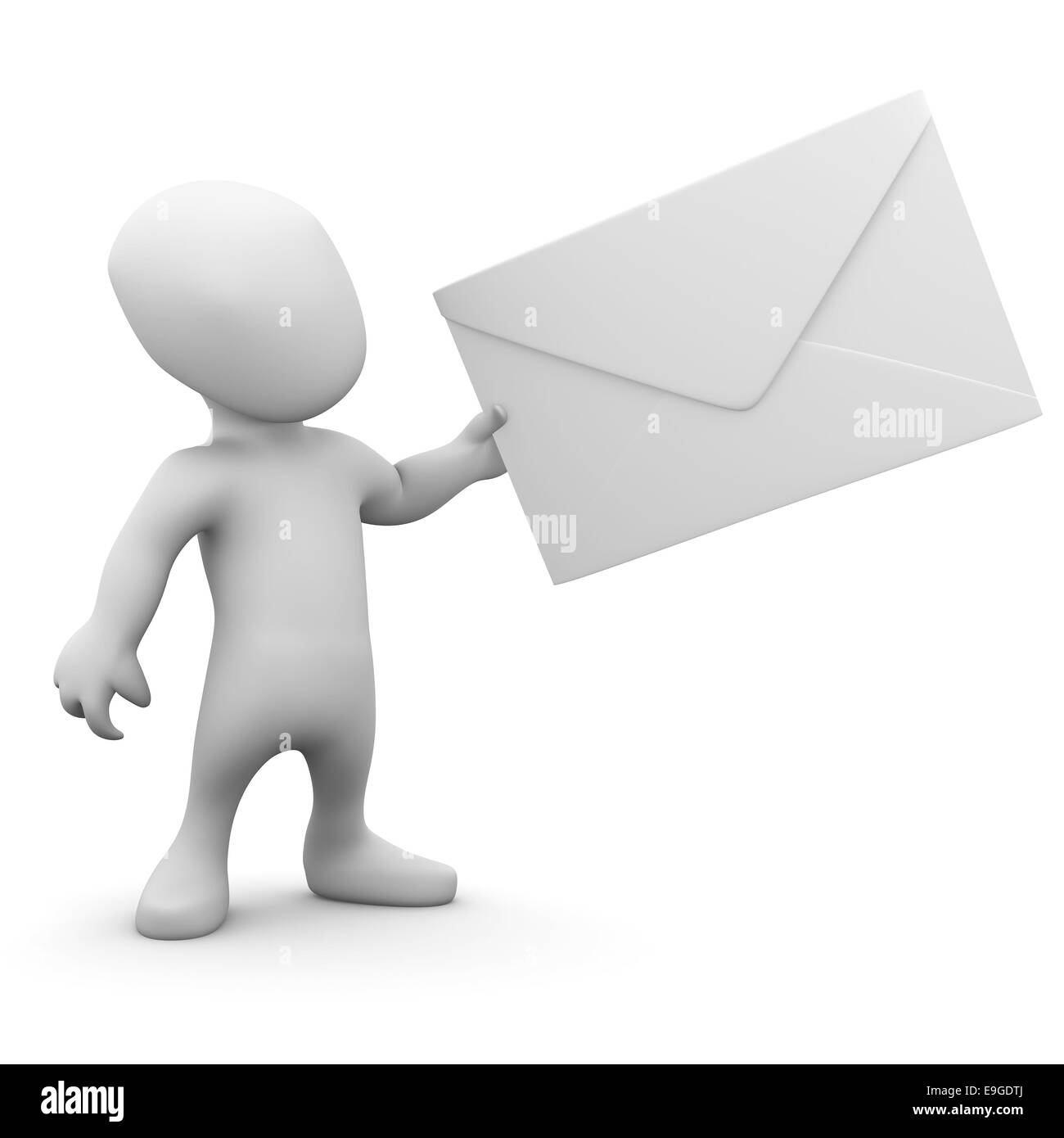 3d render of a little man holding an envelope Stock Photo - Alamy