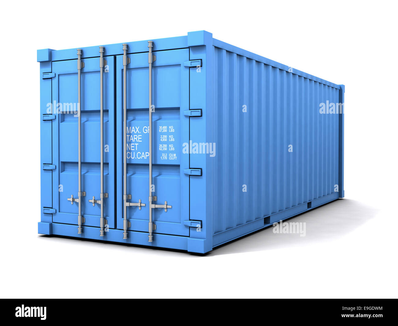 3d render of a blue freight container Stock Photo - Alamy