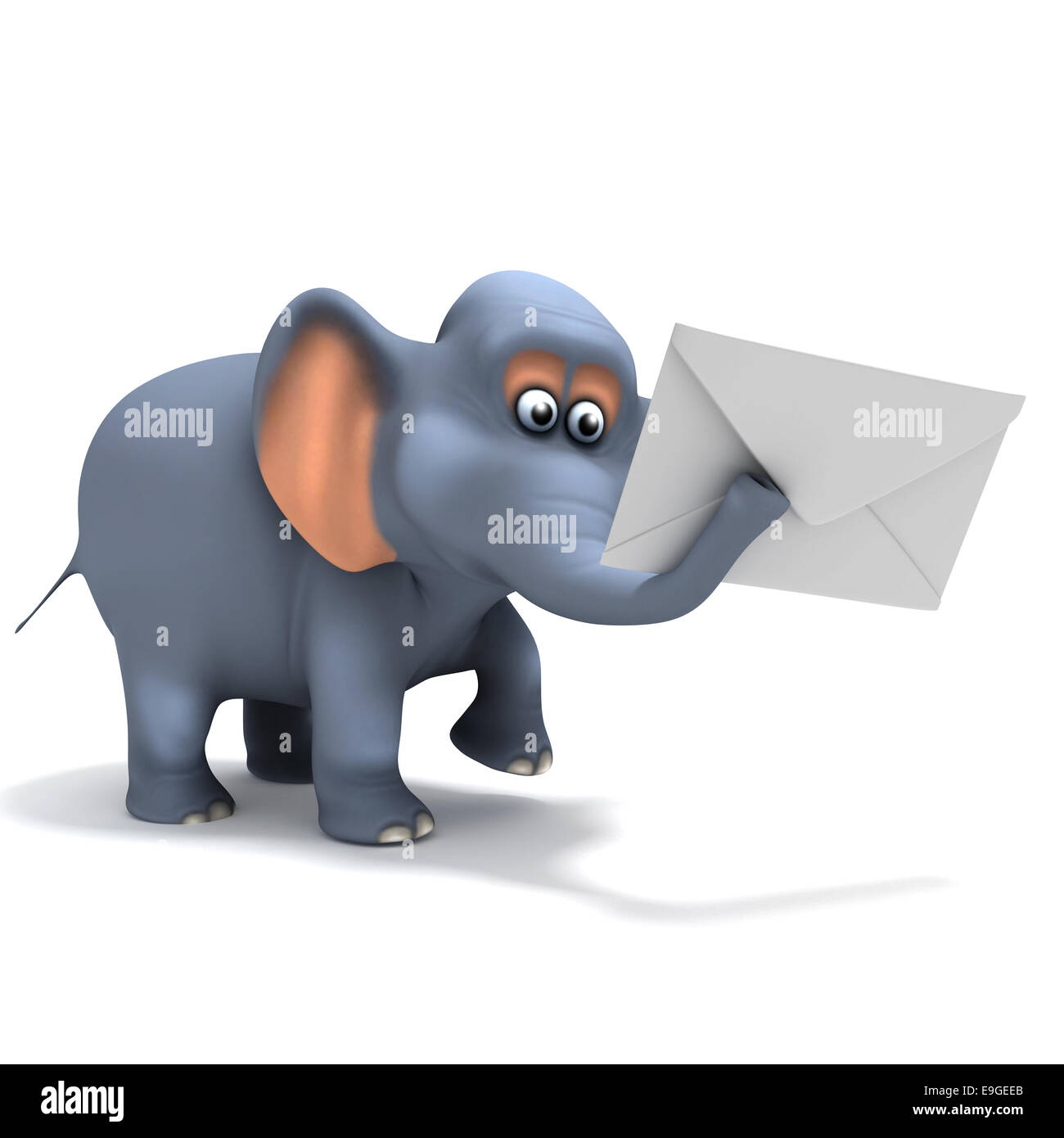 3d render of an elephant holding an envelope in its trunk Stock Photo ...