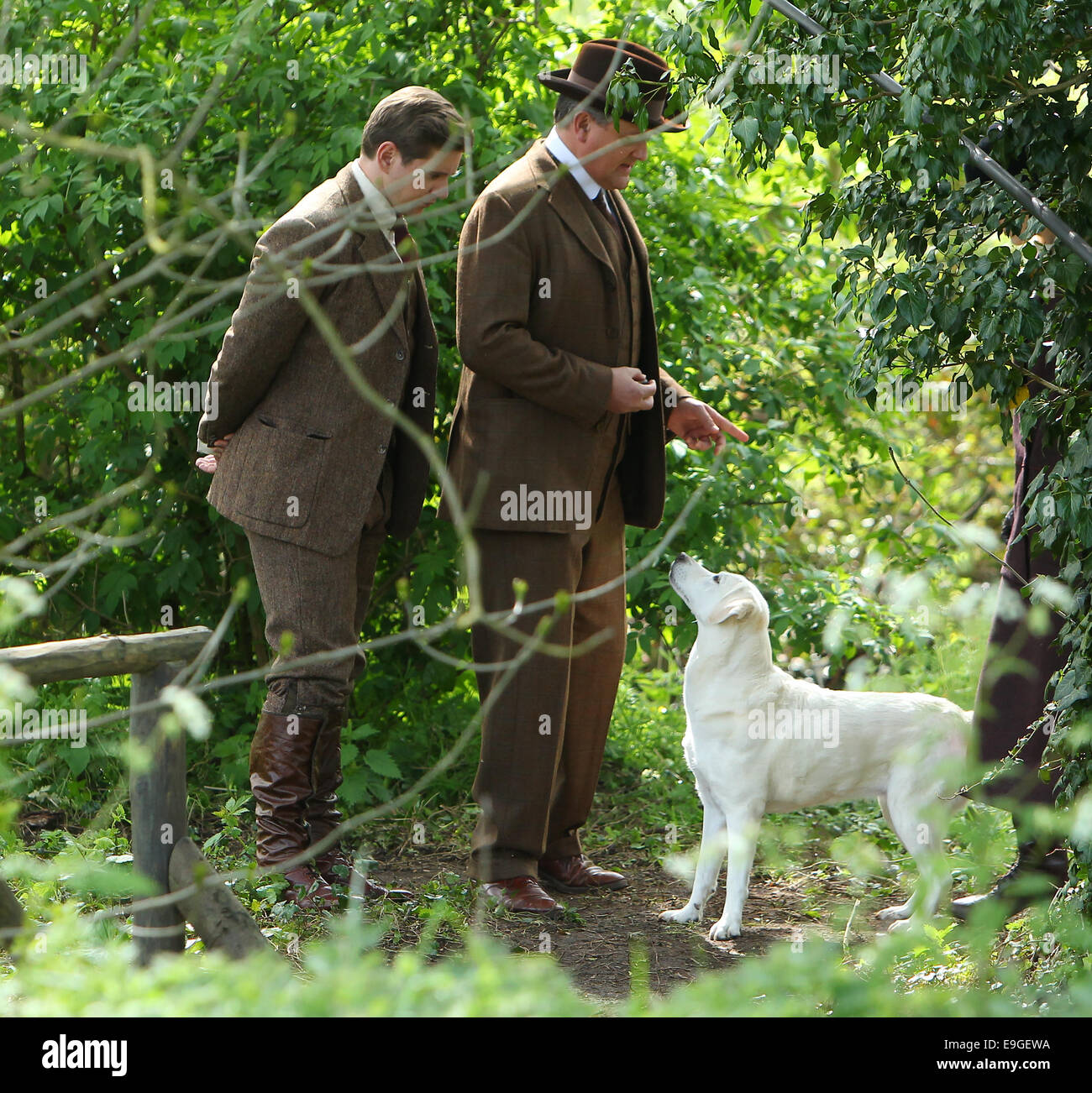 Cast members film scenes for the new series of Downton Abbey in Bampton ...