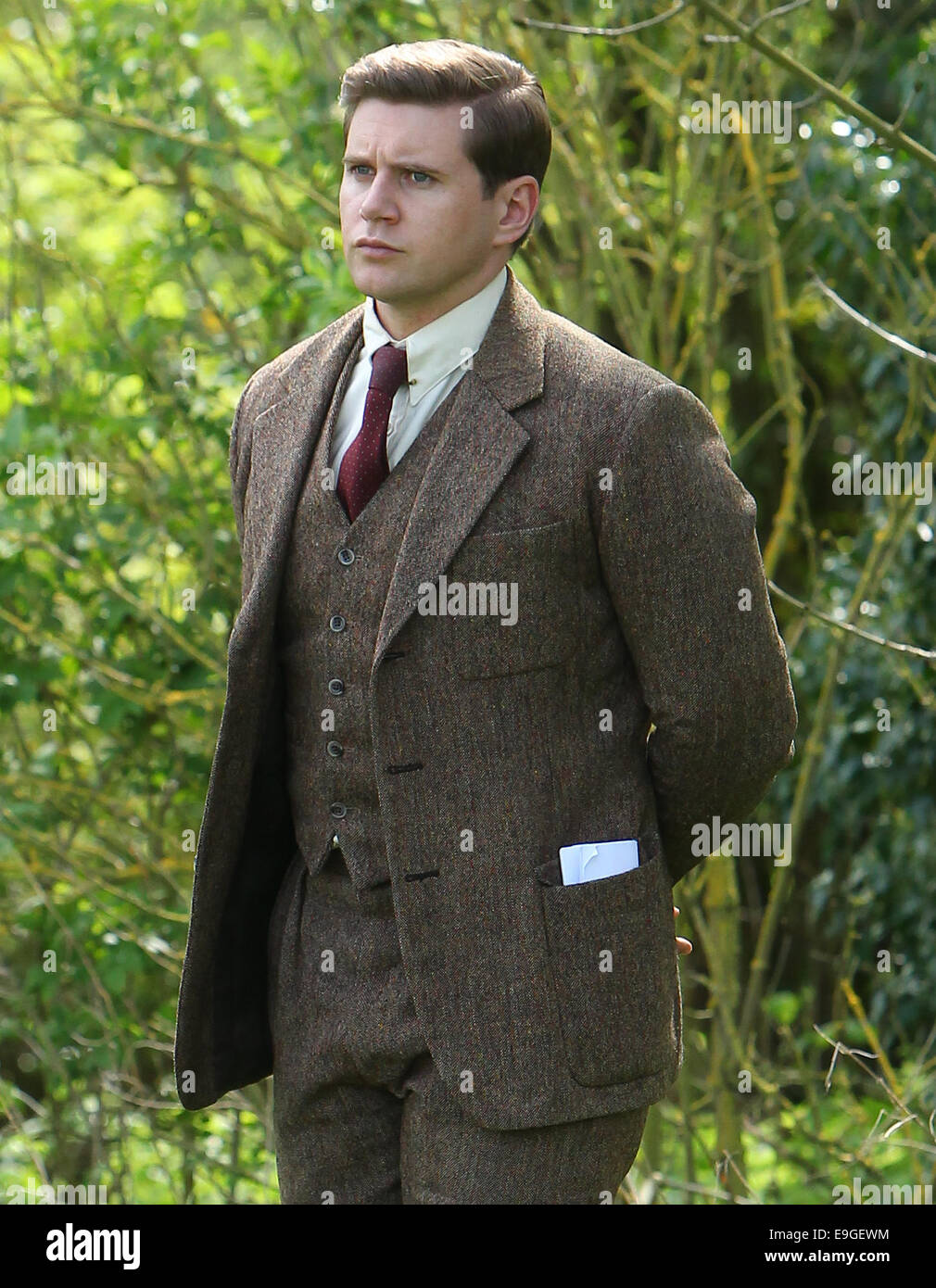 Cast members film scenes for the new series of Downton Abbey in Bampton ...