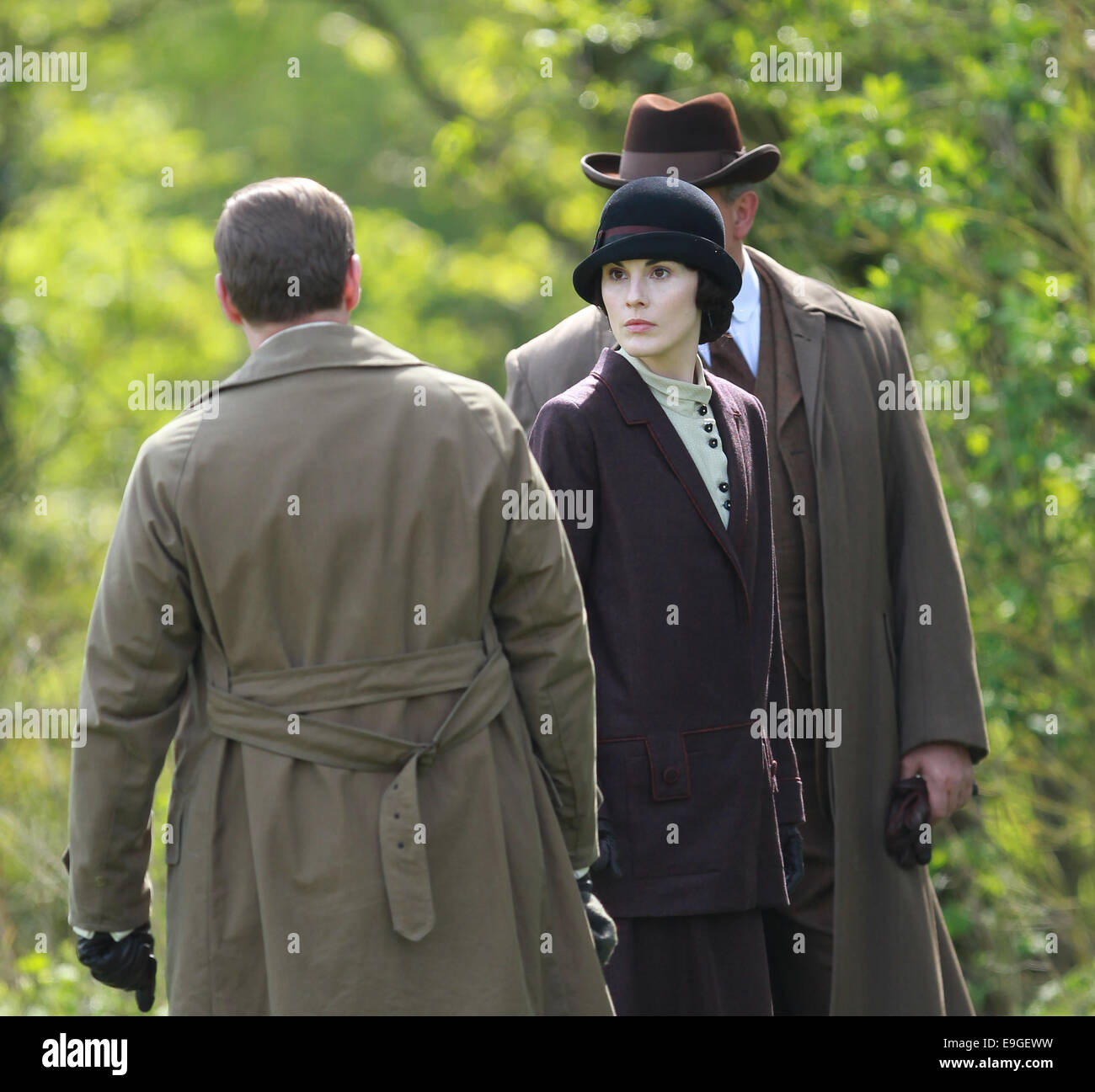 Cast members film scenes for the new series of Downton Abbey in Bampton ...