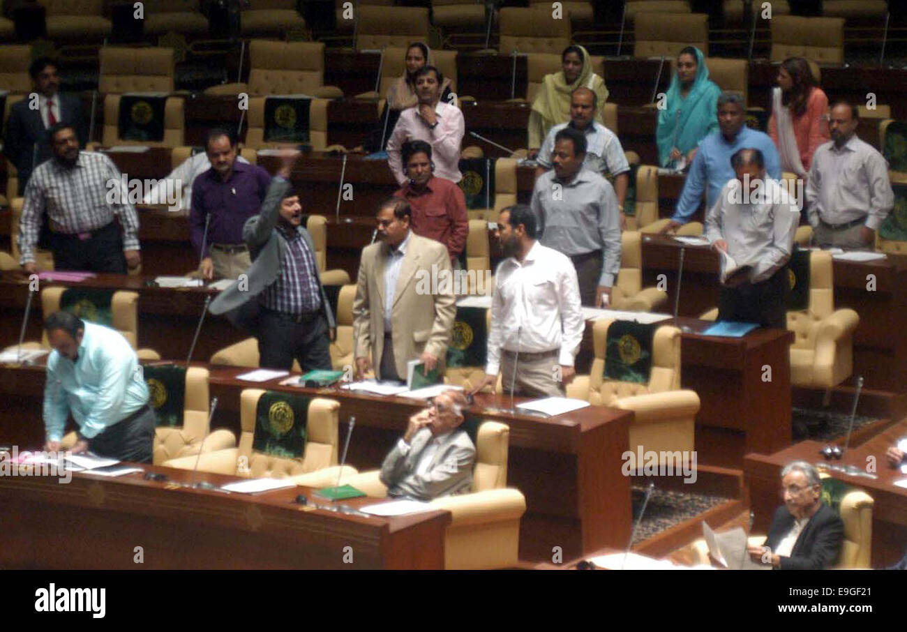Lahore, Pakistan. 27th Oct, 2014. MQM members of provincial assembly ...