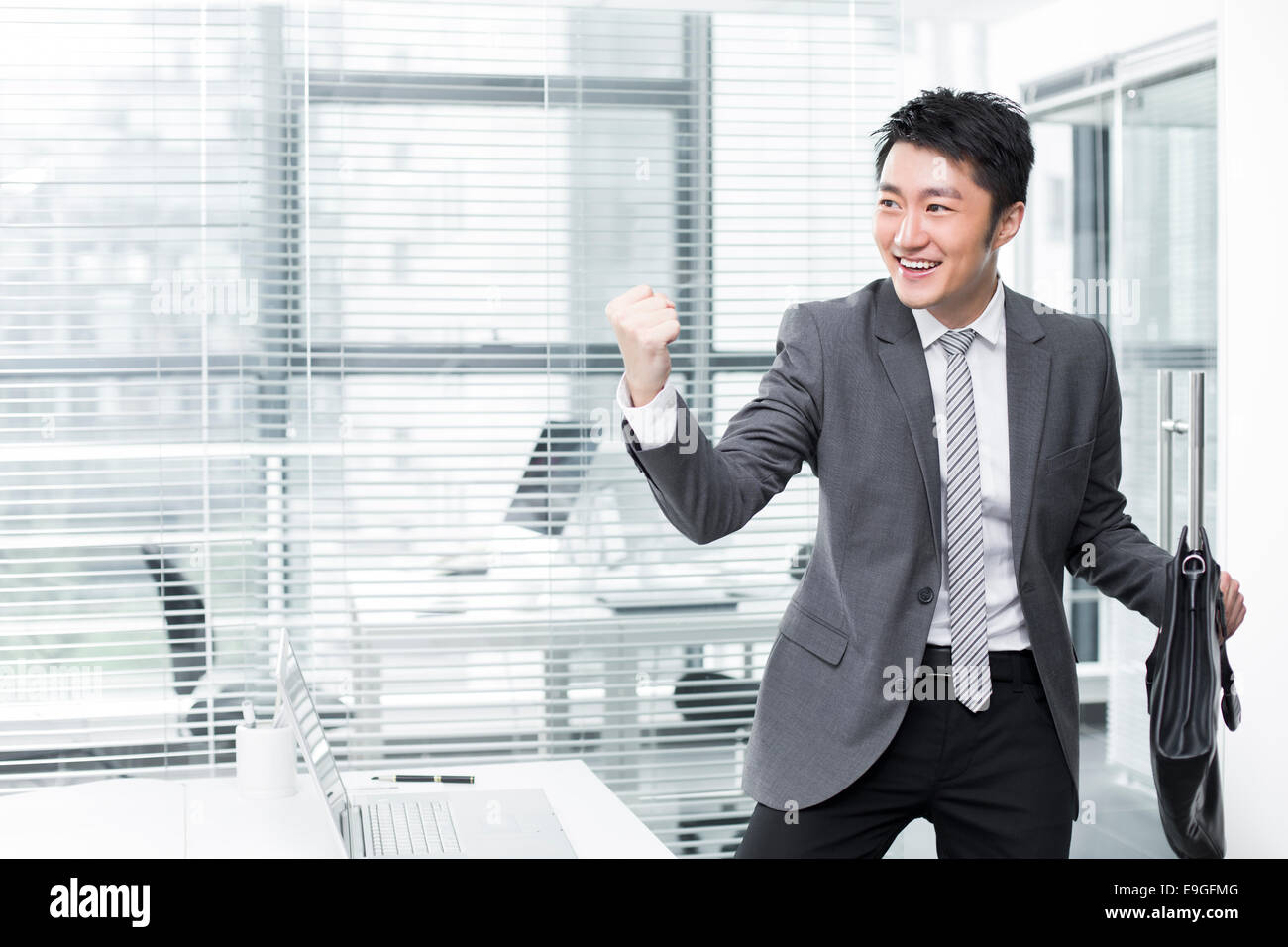 Businessman Cheering Desk High Resolution Stock Photography and Images ...
