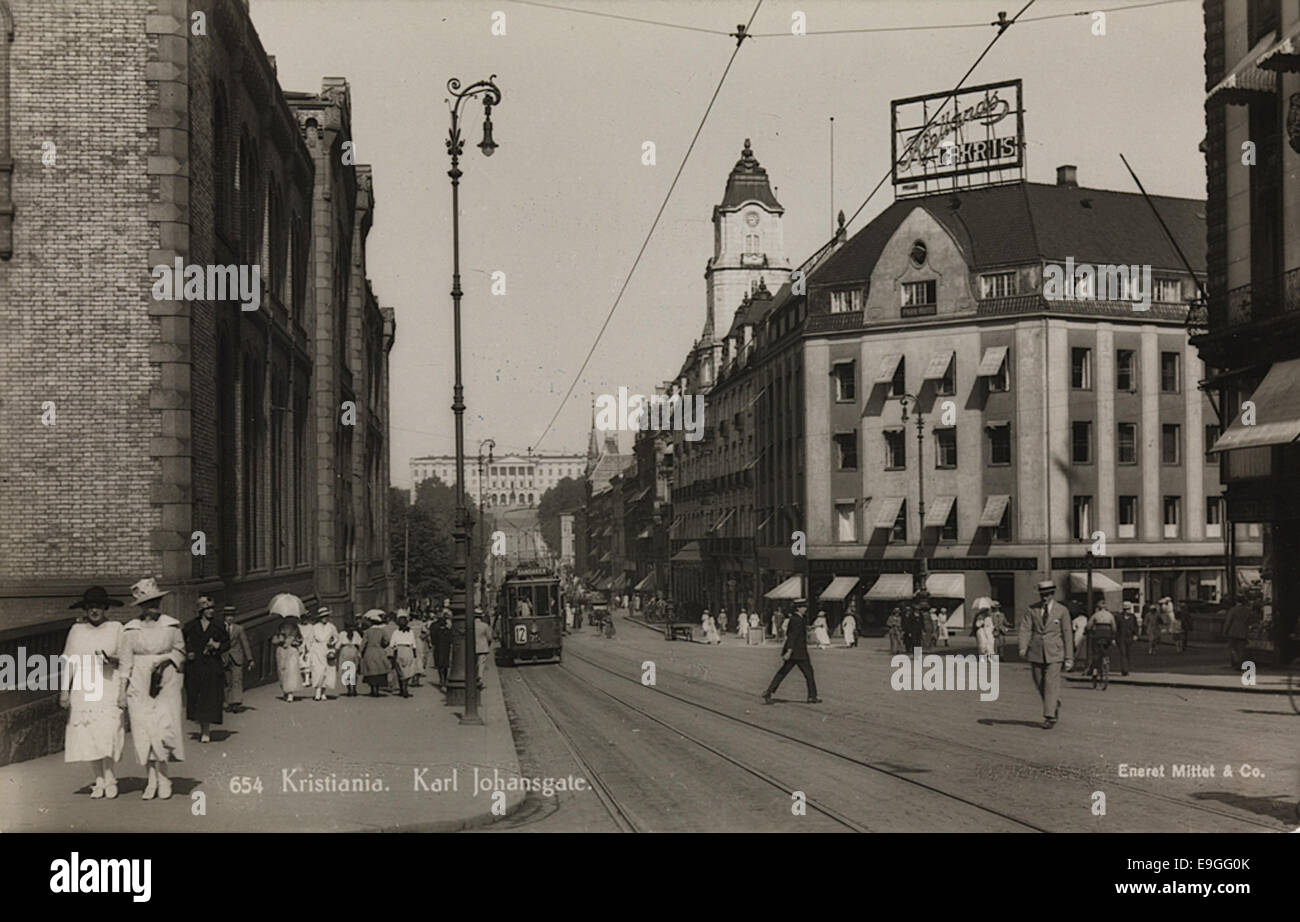 A vintage postcard from Kristiania (now Oslo), Norway, featuring Karl ...
