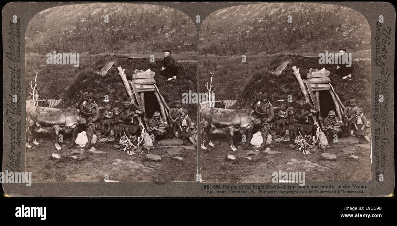 This stereoscopic image from Underwood & Underwood shows a Lapp (Sami ...