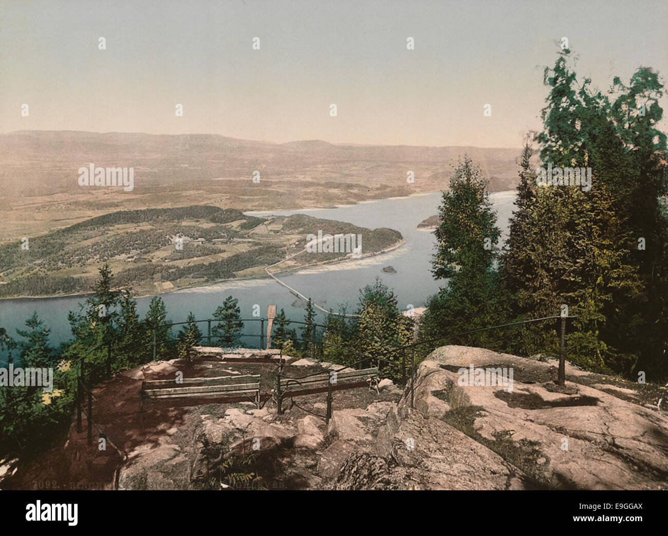 A photochrom print of the Ringerike region in Buskerud, Norway, showing ...