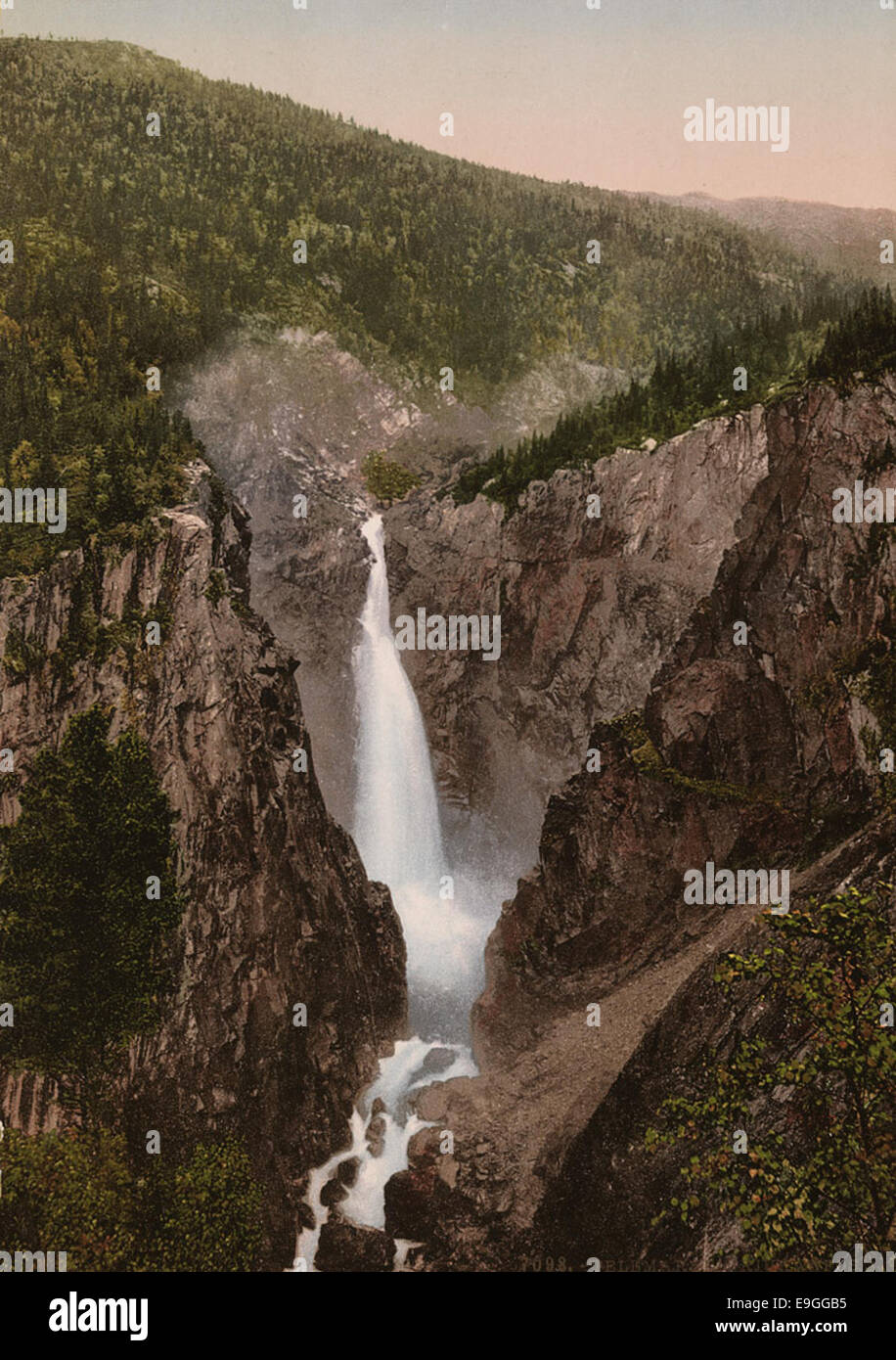 A photograph of Rjukanfossen in Telemark, Norway. This iconic waterfall ...