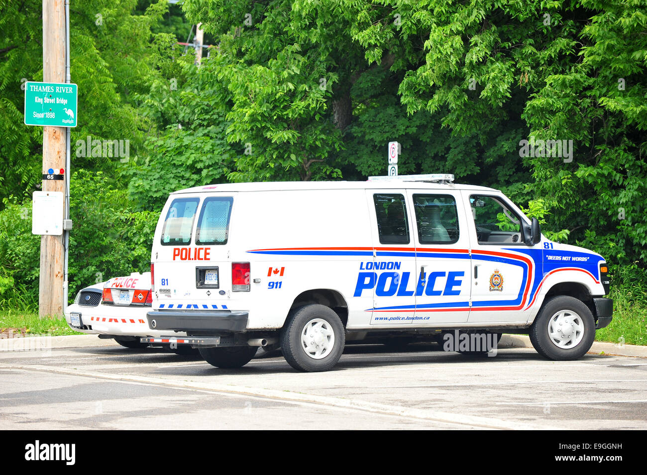 Parked Canadian police vehicles at an emergency response Stock Photo ...