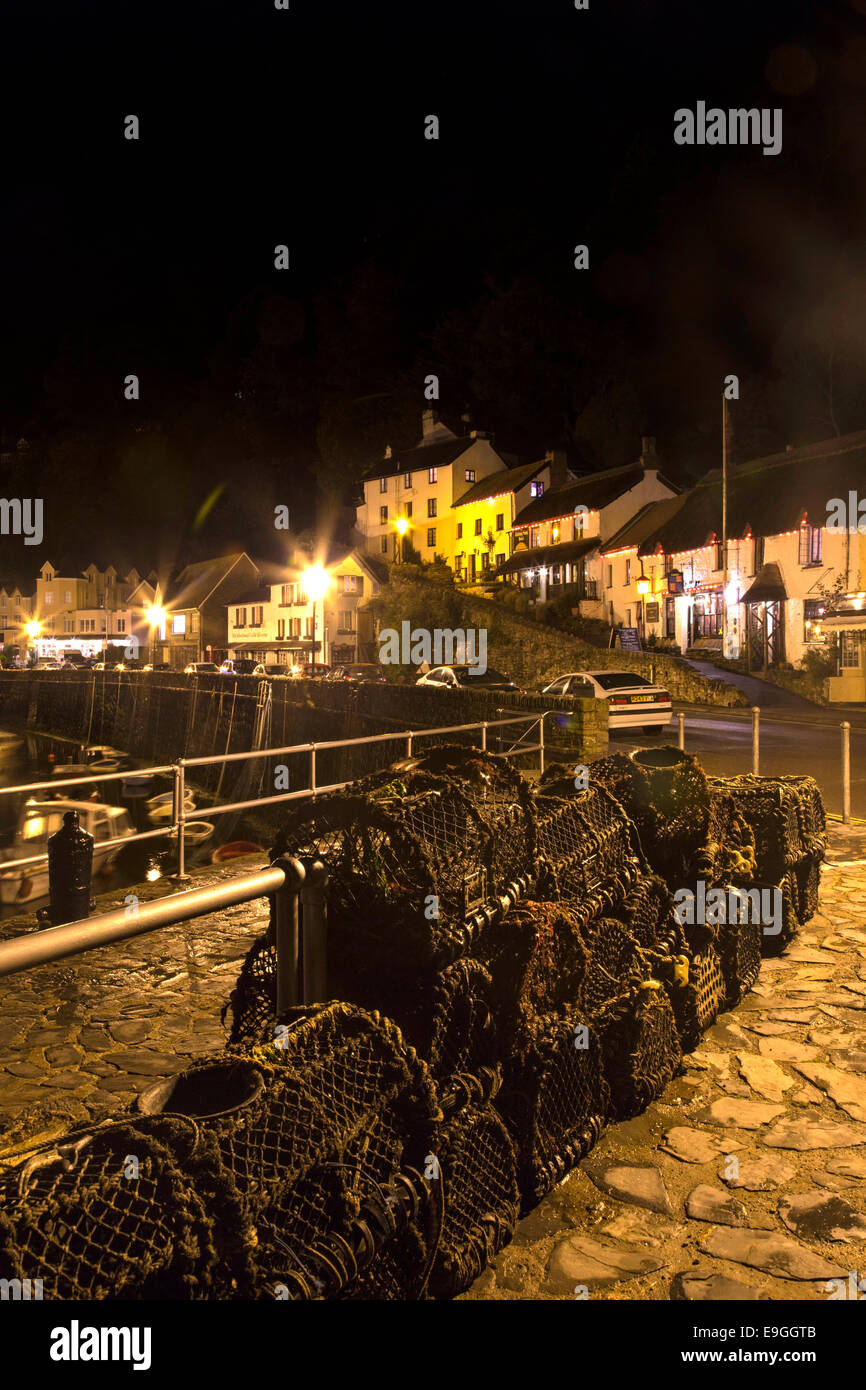 Lynmouth harbour at night, Lynmouth, Devon, England, UK Stock Photo - Alamy