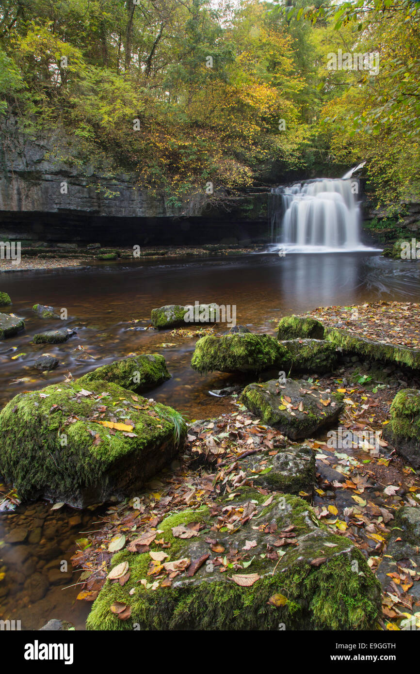 Autumn at West Burton Falls in the village of West Burton, Yorkshire ...