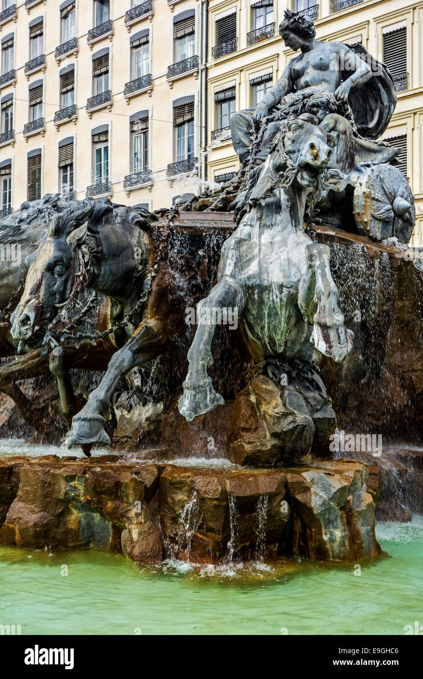 La Fontaine Bartholdi at the place des Terreaux in the city Lyon, Rhône ...