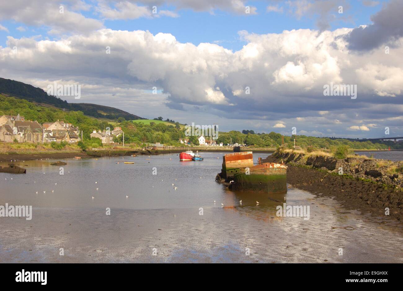 Rotting boat hull at Bowling Harbour in West Dunbartonshire, Scotland ...
