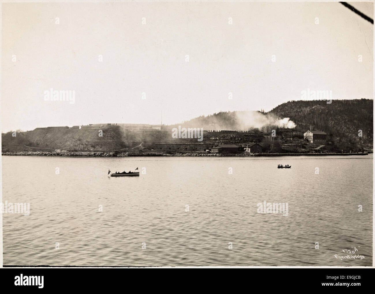 A historical photograph depicting the transportation of Bjørnstjerne ...