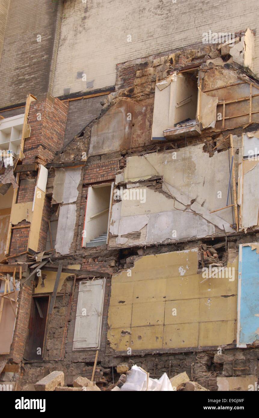 Partially demolished building in the Merchant City in Glasgow, Scotland ...